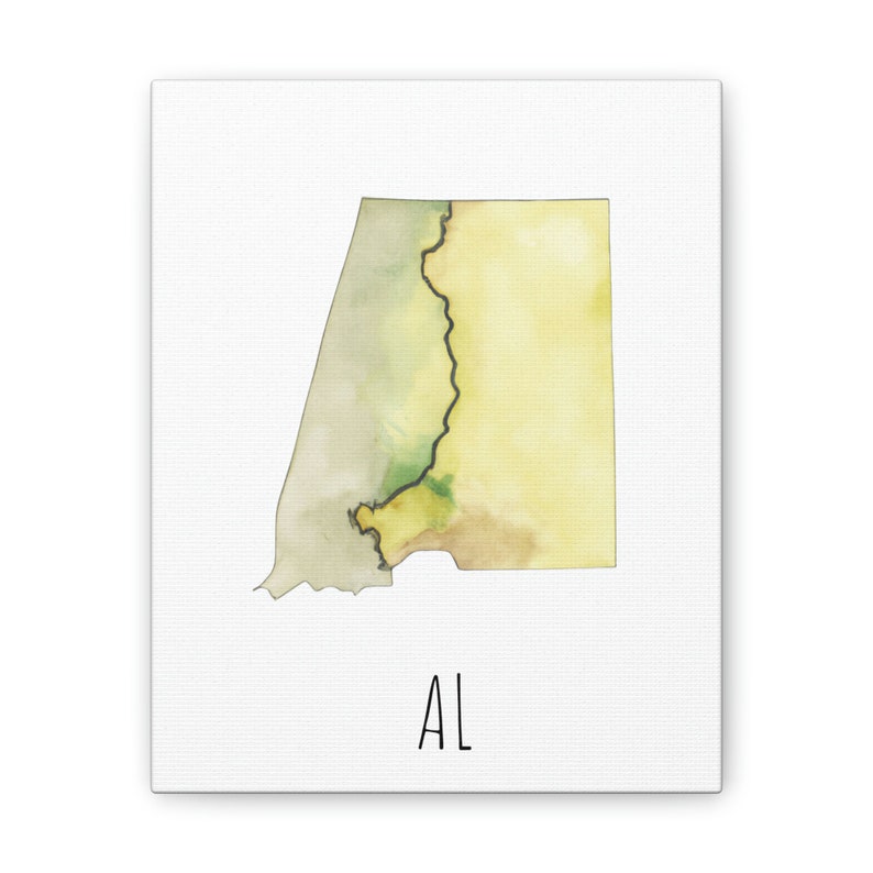 Watercolor Wall Map of Alabama State of AL Map Print for - Etsy