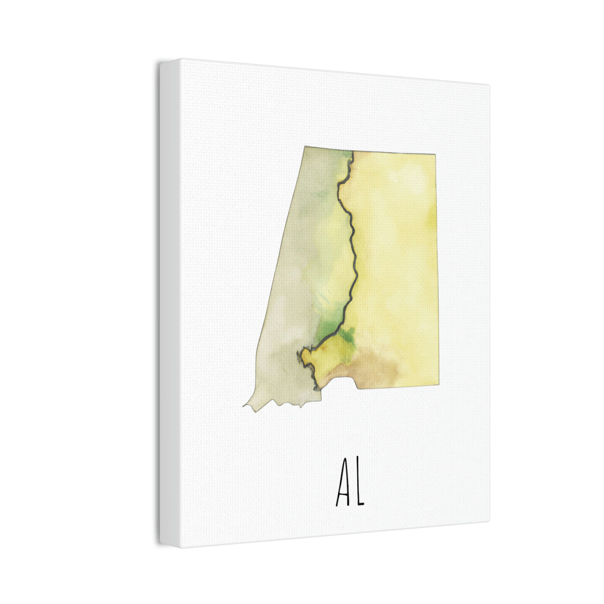 Watercolor Wall Map of Alabama, State of AL Map, Print for Living Room ...