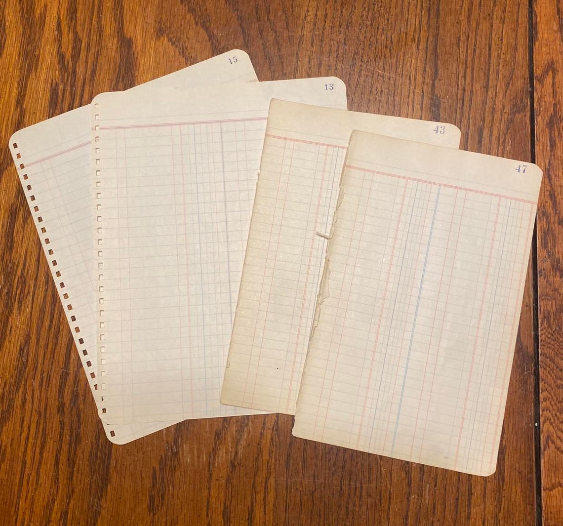 1950's Vintage Ledger Pages Blank - Etsy