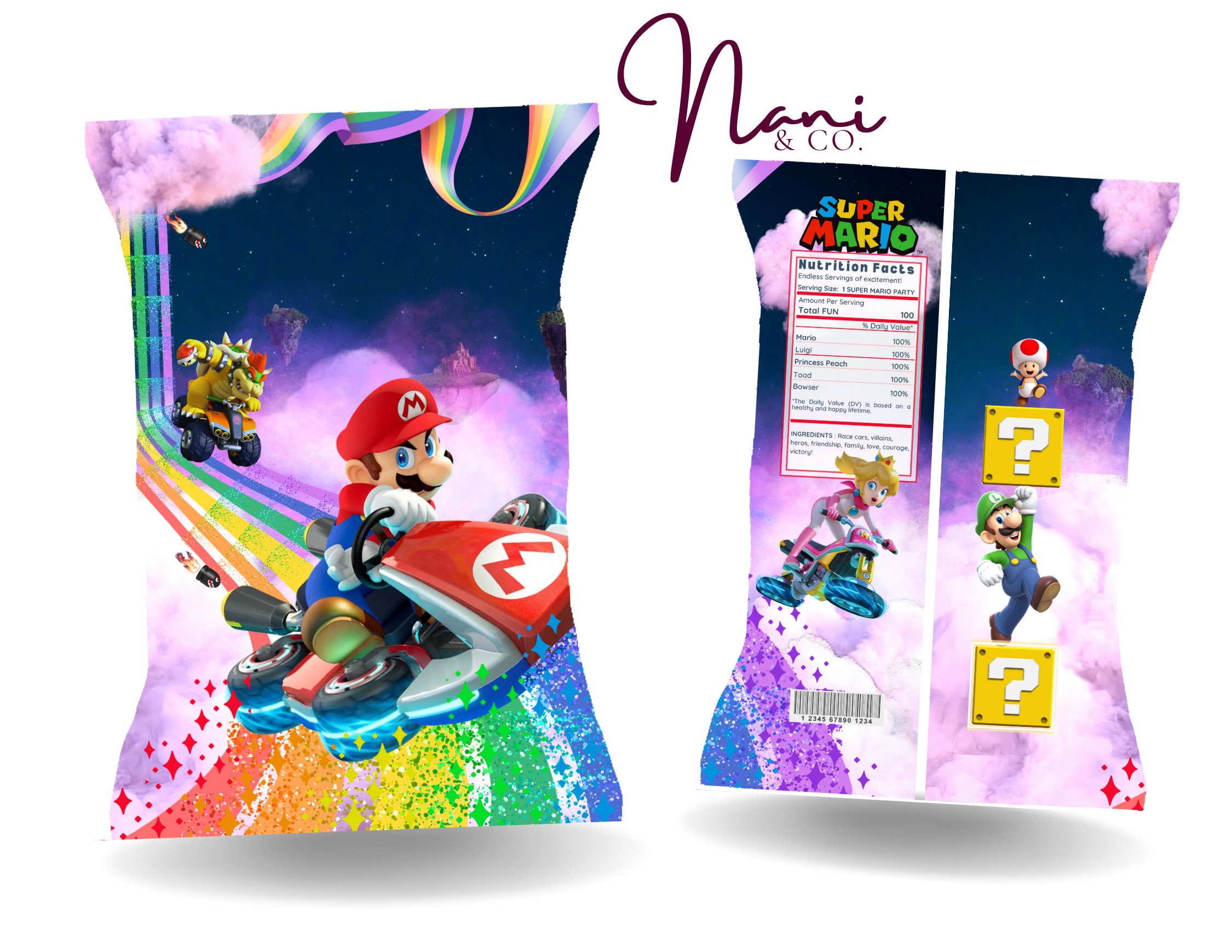 Super Mario Bros Chip Bag Racing Party Favors Themed - Etsy