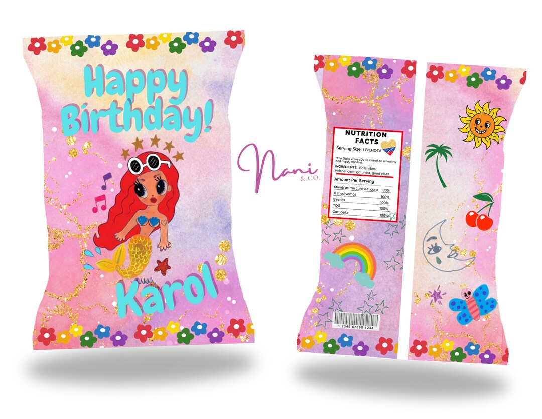 Bolsa chip Karol G, bolsa chip Happy Birthday, tema Manana sera bonito ...