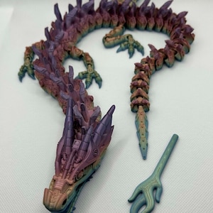 3D Printed Dragon, Articulated 22 Metallic Rainbow Dragon, Dragon Decor ...