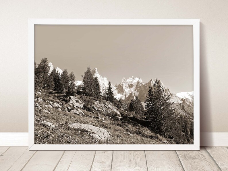 Alps Mountains Landscape Sepia Printable Wall Art Snowy - Etsy
