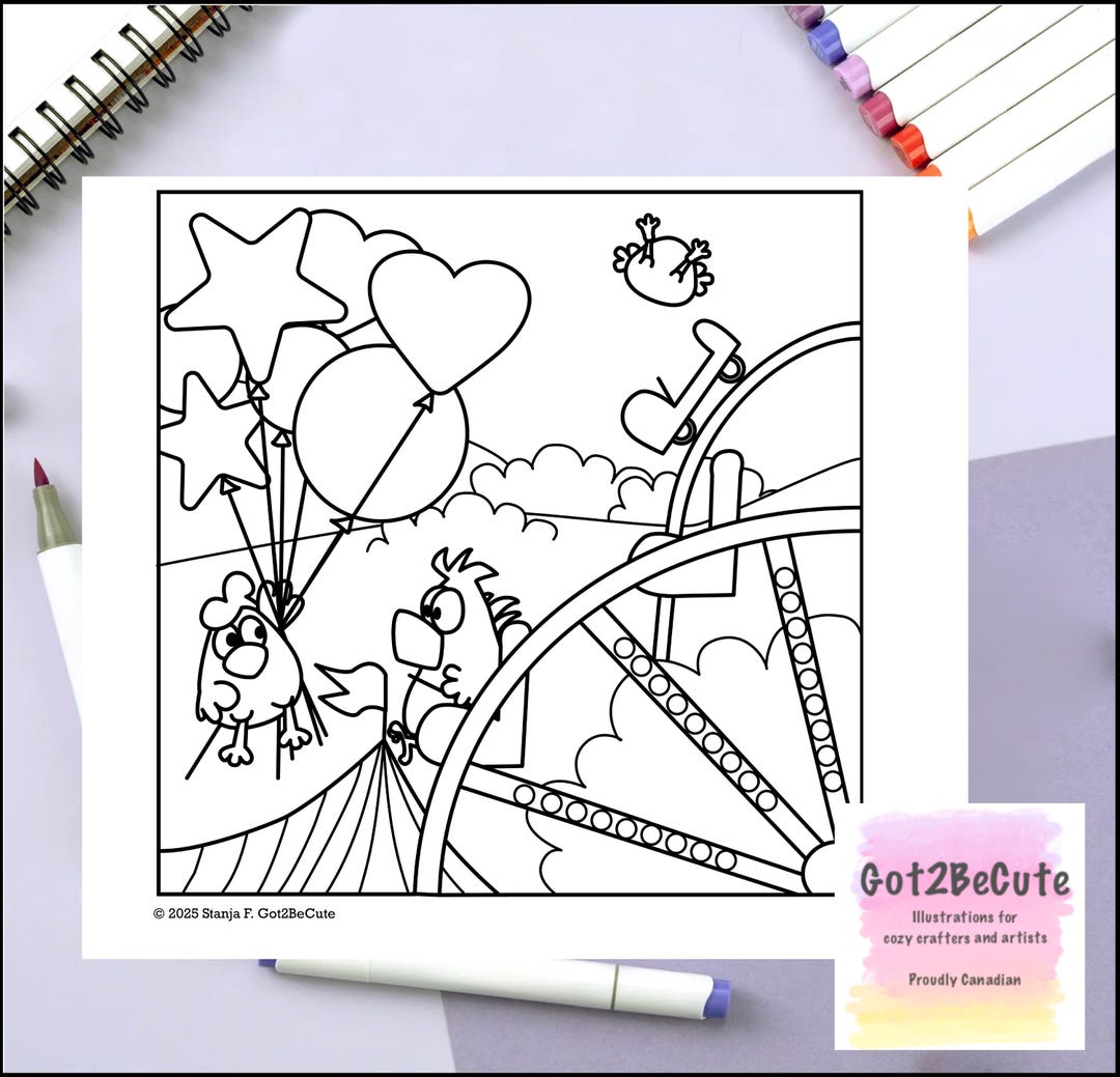 Cute Printable Colouring Page Bold and Easy Hens at Fair - Etsy Australia