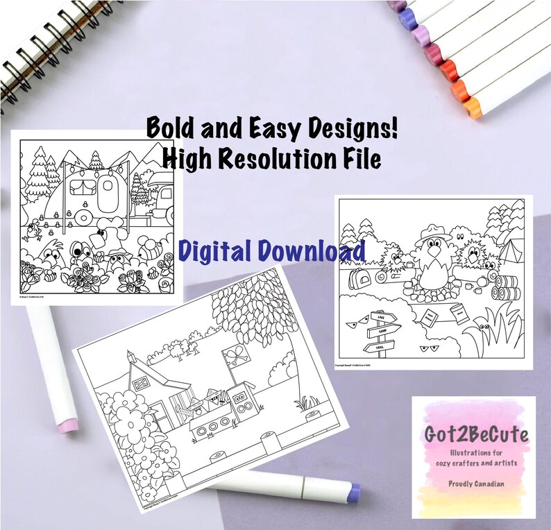 Cute Printable Colouring Page Bold and Easy Hens at Fair - Etsy Australia