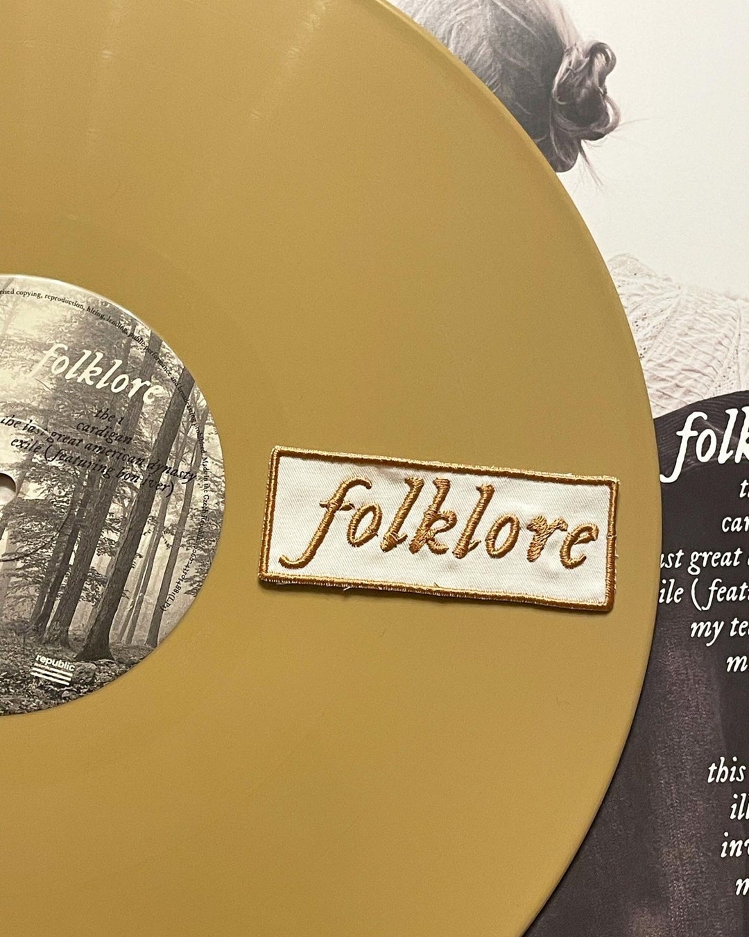 Folklore Custom Embroidered Iron Patch With Beige Outline and Font - Etsy