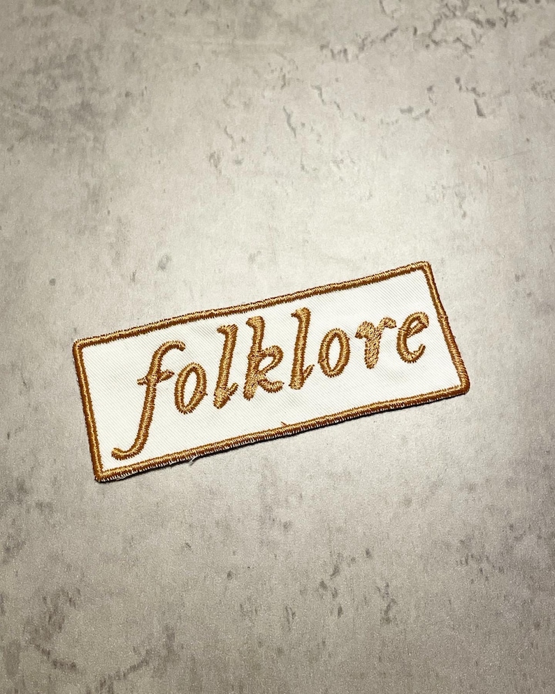 Folklore Custom Embroidered Iron Patch With Beige Outline and Font - Etsy