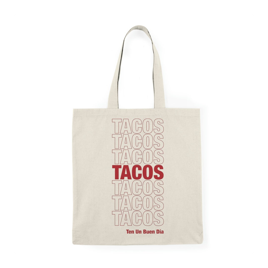 TACOS Natural Canvas Tote Bag, Aesthetic Gifts for Her, Latina ...