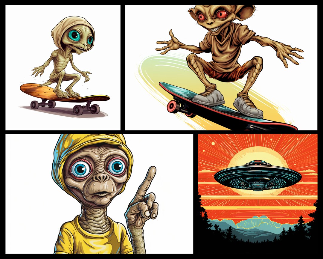 Clip Art of Alien Sticker Extra Terrestrial Funny Logo - Etsy