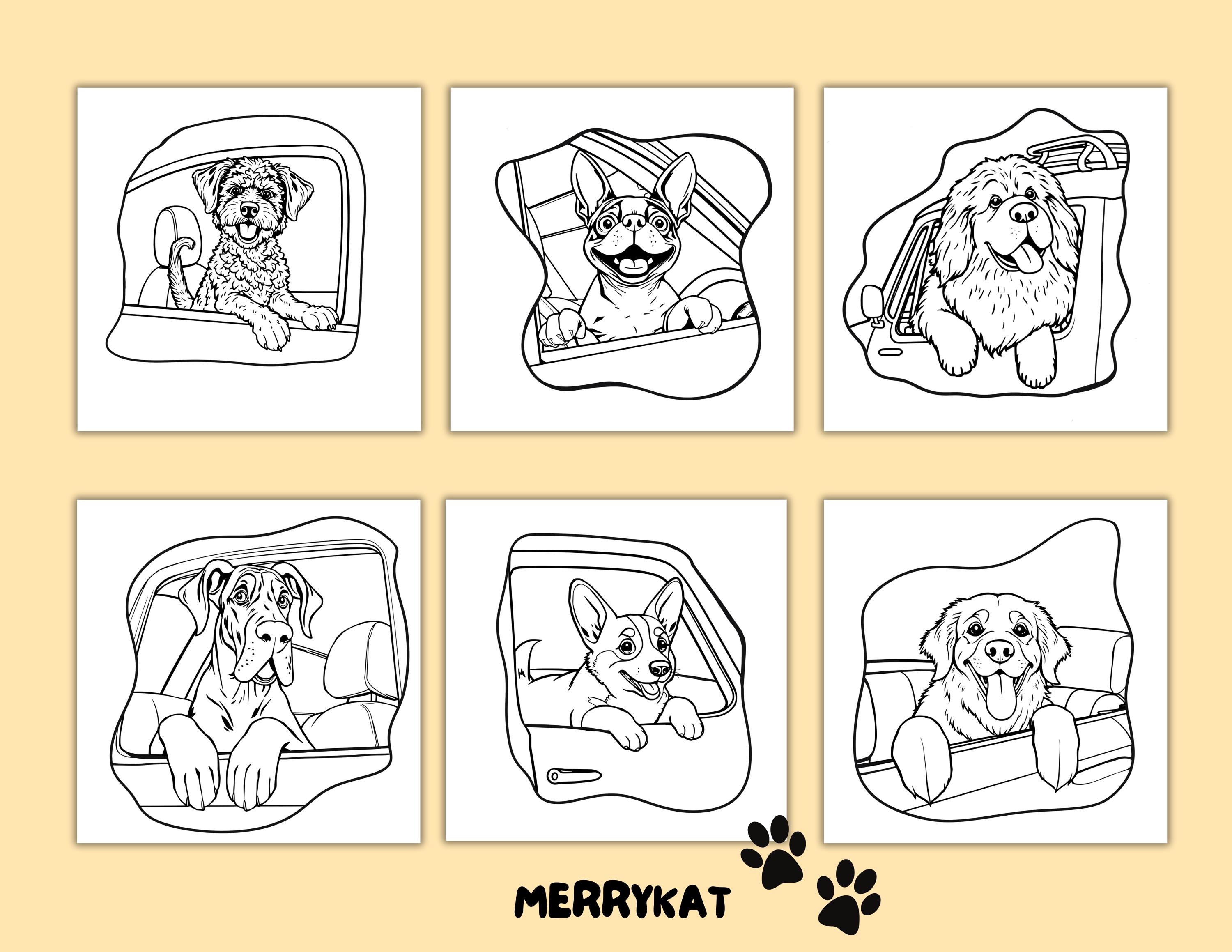Dogs in Cars Coloring Pages - 10 Printable Dog Lover Activities ...