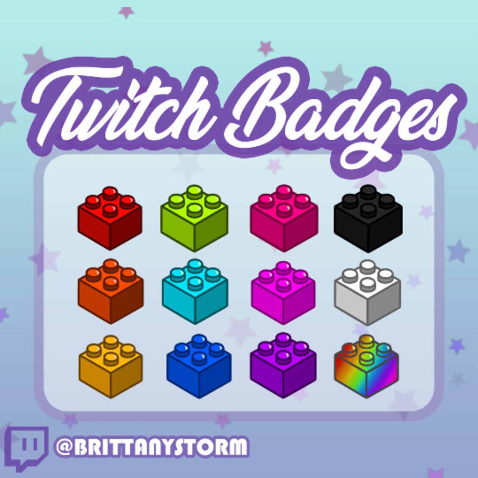 Twitch Sub Badges/cheer/bit Badges - Brick Badges - Etsy