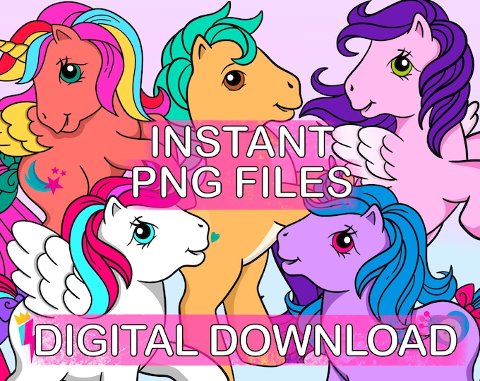 Pretty Little Pony PNG - Pack of 50 Ponies Pngs - Digital Cartoon ...