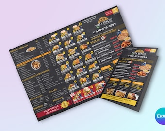 Custom Pizza Restaurant Menu, Food Flyers and Menus, Pizza Menu, Canva ...
