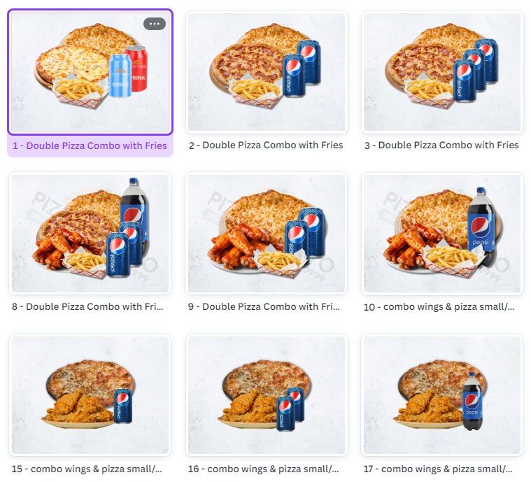 54 Pizzeria Food Items Fully Customizable | Photo to Build Your Menu ...