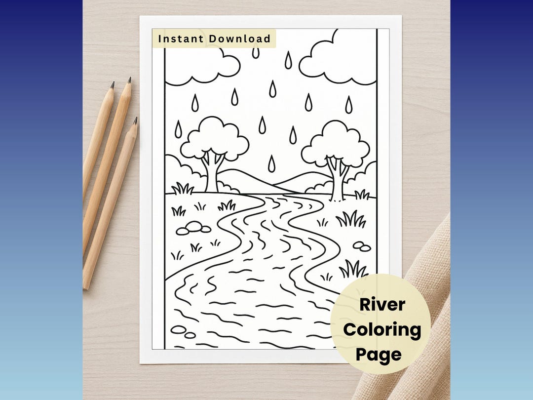 River Coloring Page: Rainy Activity (PNG Digital Download) Fun Coloring ...