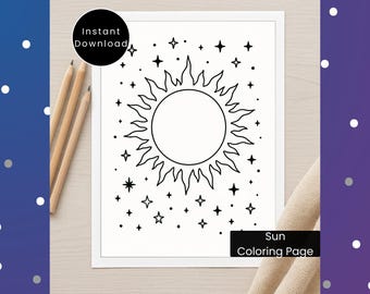 Sun Coloring Page: Space Activity (PNG Digital Download) Fun Coloring ...