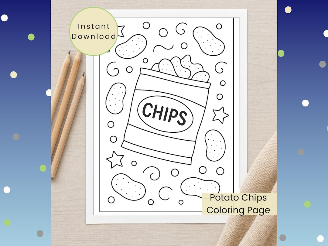 Potato Chips Coloring Page: Food Activity (PNG Digital Download) Fun ...