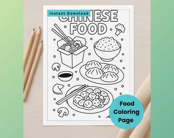 Chinese Food Coloring Page: Food Activity (PNG Digital Download) Fun ...