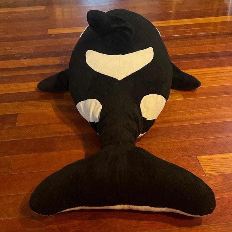 Fiesta Plush Orca Furry Killer Whale 36 Large Floppy Stuffed Animal Toy ...