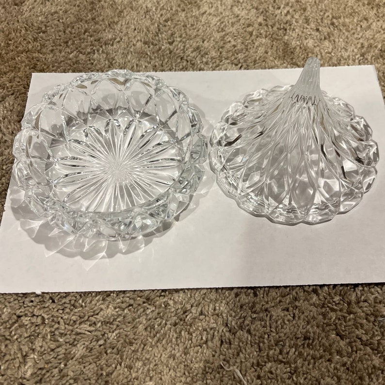 Hershey Kiss Covered Cut Crystal Glass Large Candy Dish W/lid - Etsy