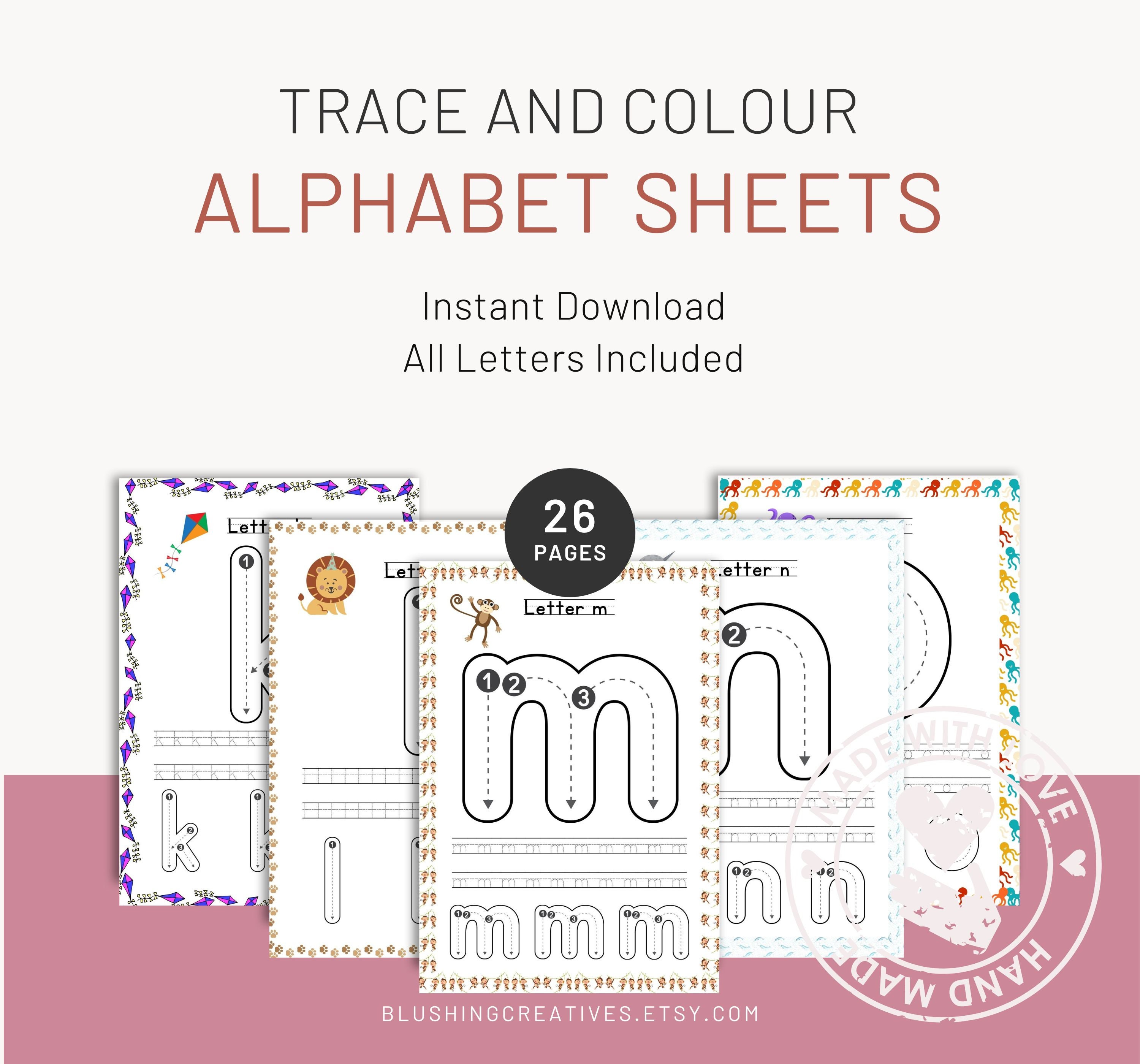 Hojas de trabajo del alfabeto Imprimible Rastreo Coloración Educación ...