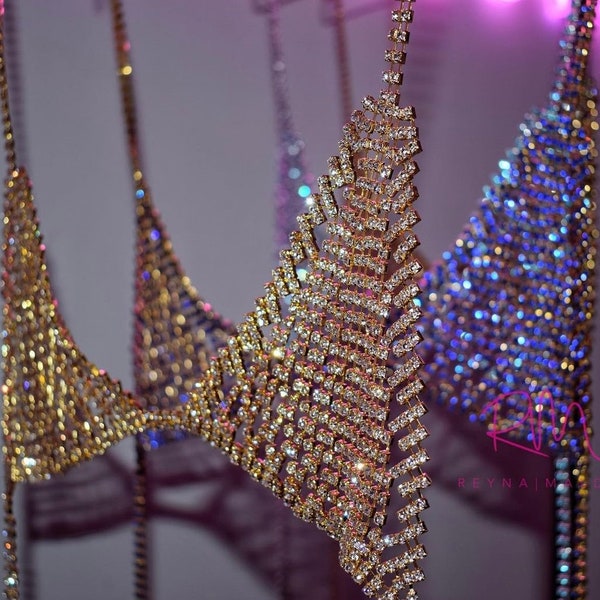 Rhinestone Bra - Etsy