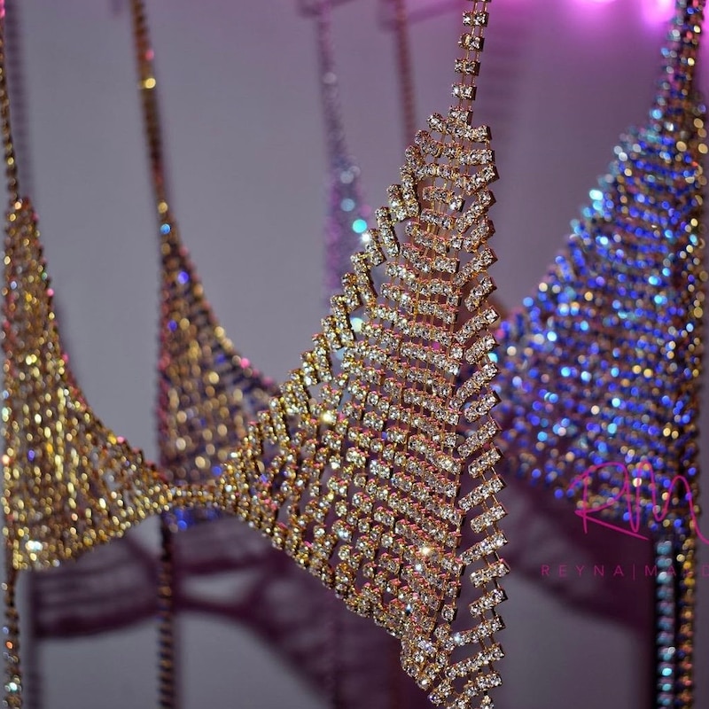 Rhinestone Bra - Etsy