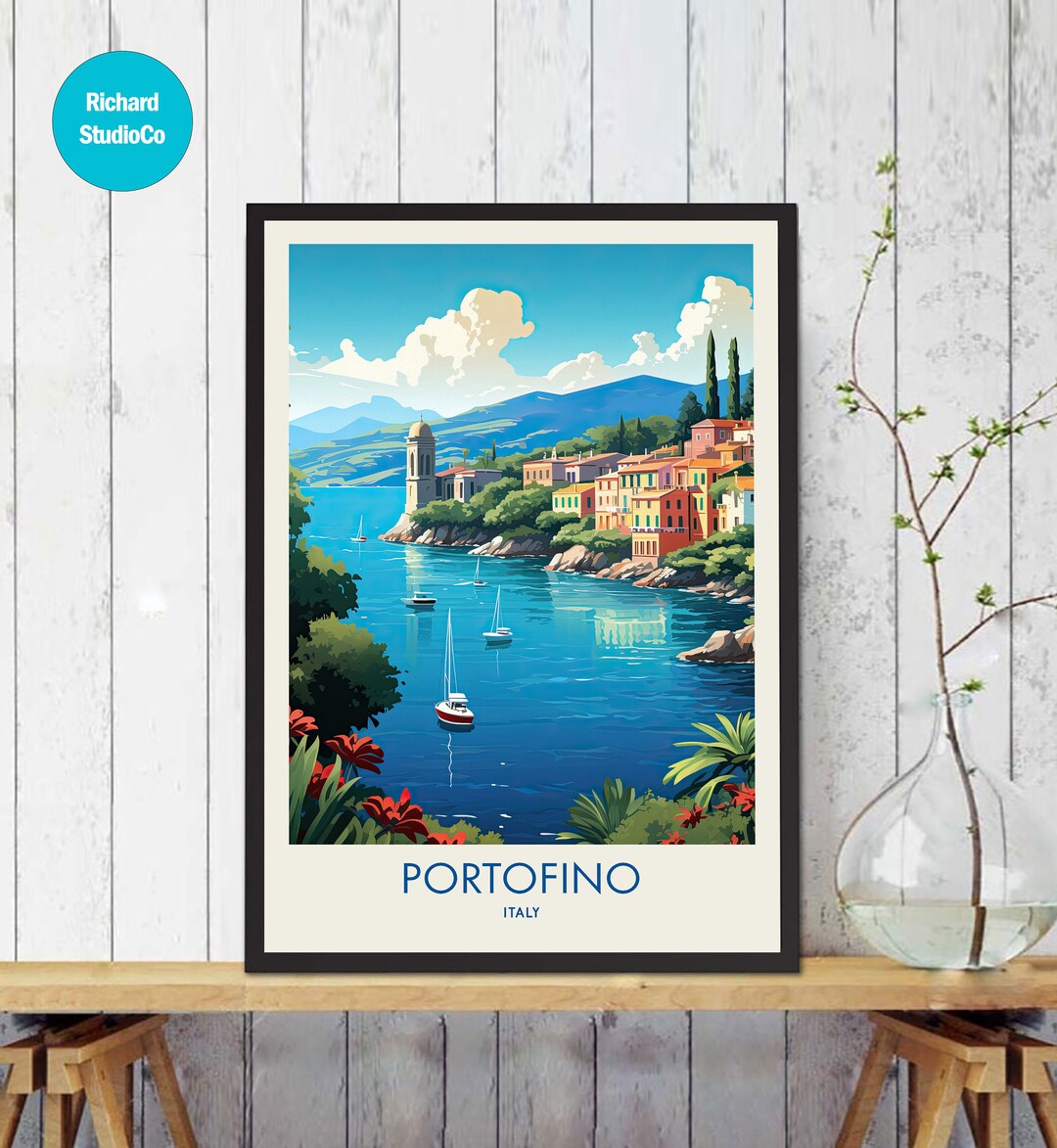 Portofino Travel Poster Portofino Print Portofino Painting - Etsy