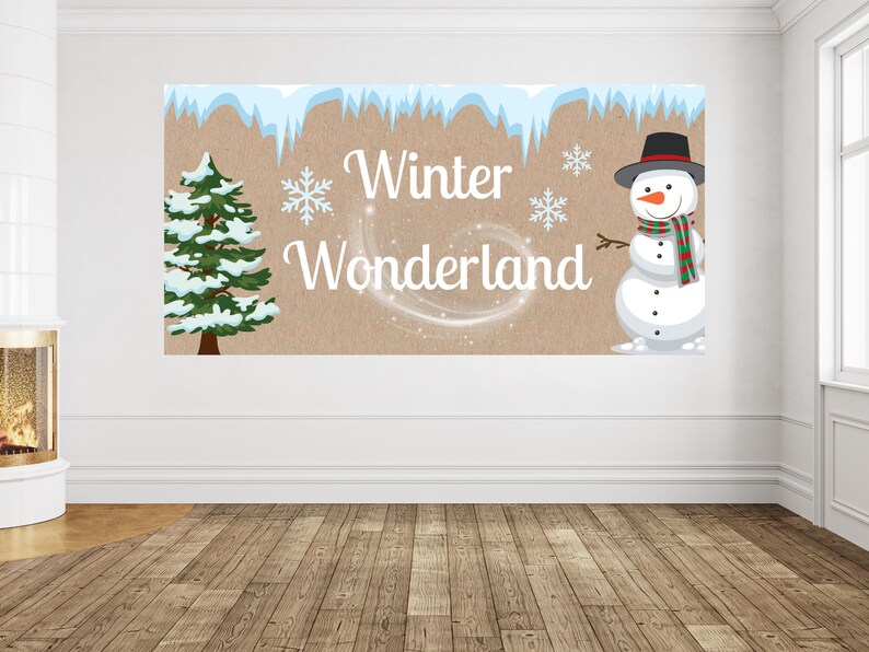 Digital Christmas Painted Banner for Kids Template, Editable Winter ...
