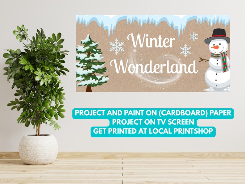 Digital Christmas Painted Banner for Kids Template, Editable Winter ...