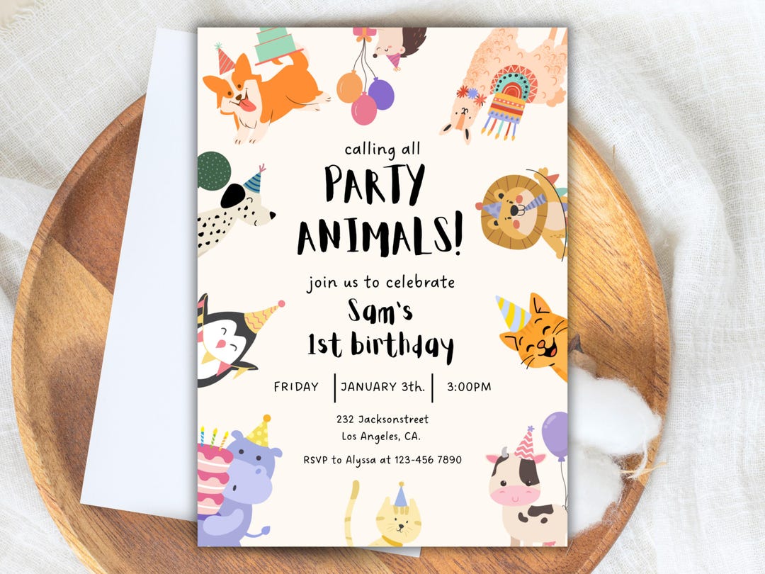 Party Animals Birthday Invitation, Calling All Party Animals Kids ...