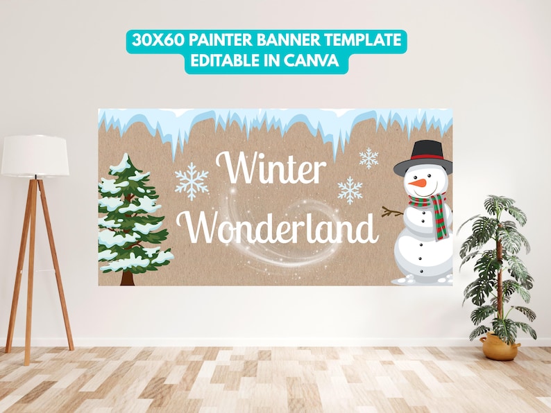 Digital Christmas Painted Banner for Kids Template, Editable Winter ...