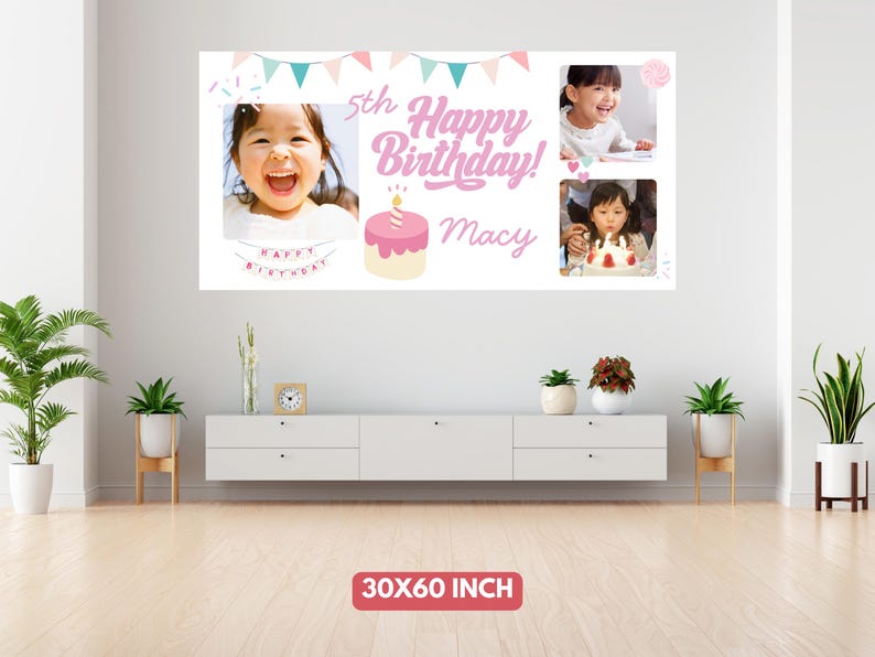 Editable Digital Birthday Banner Photo Template, Happy Birthday Banner ...