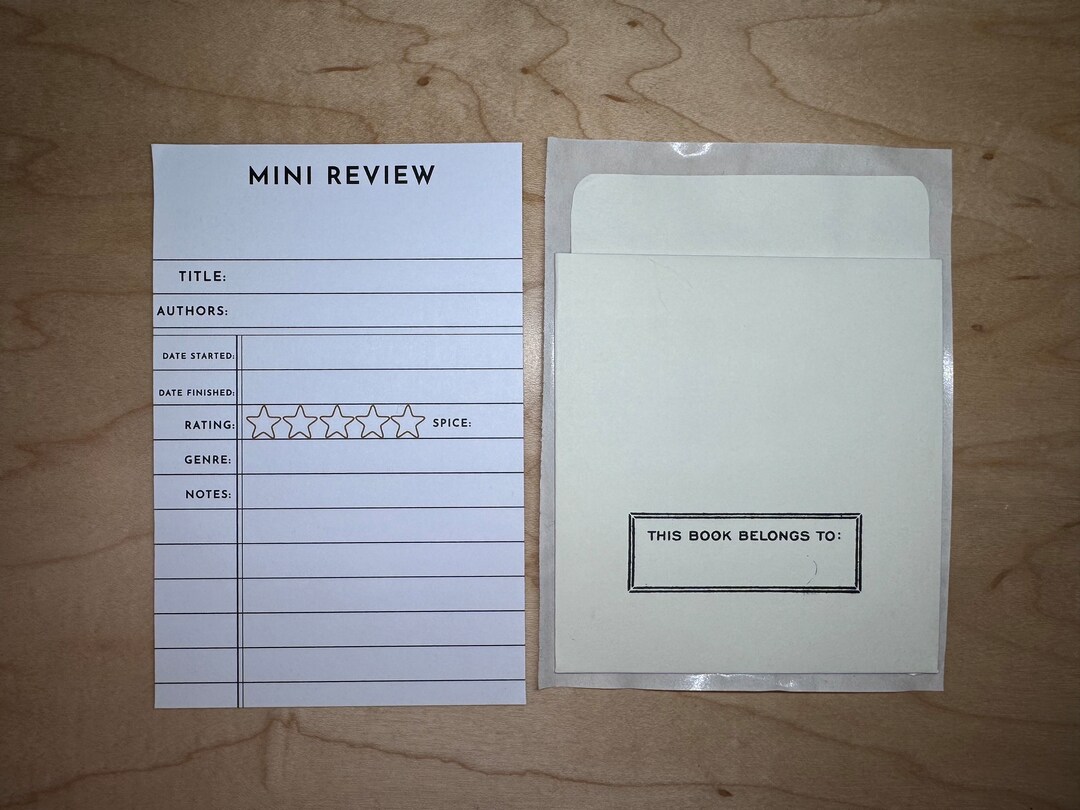 Mini Book Review Cards With Library Pockets QTY 5 - Etsy