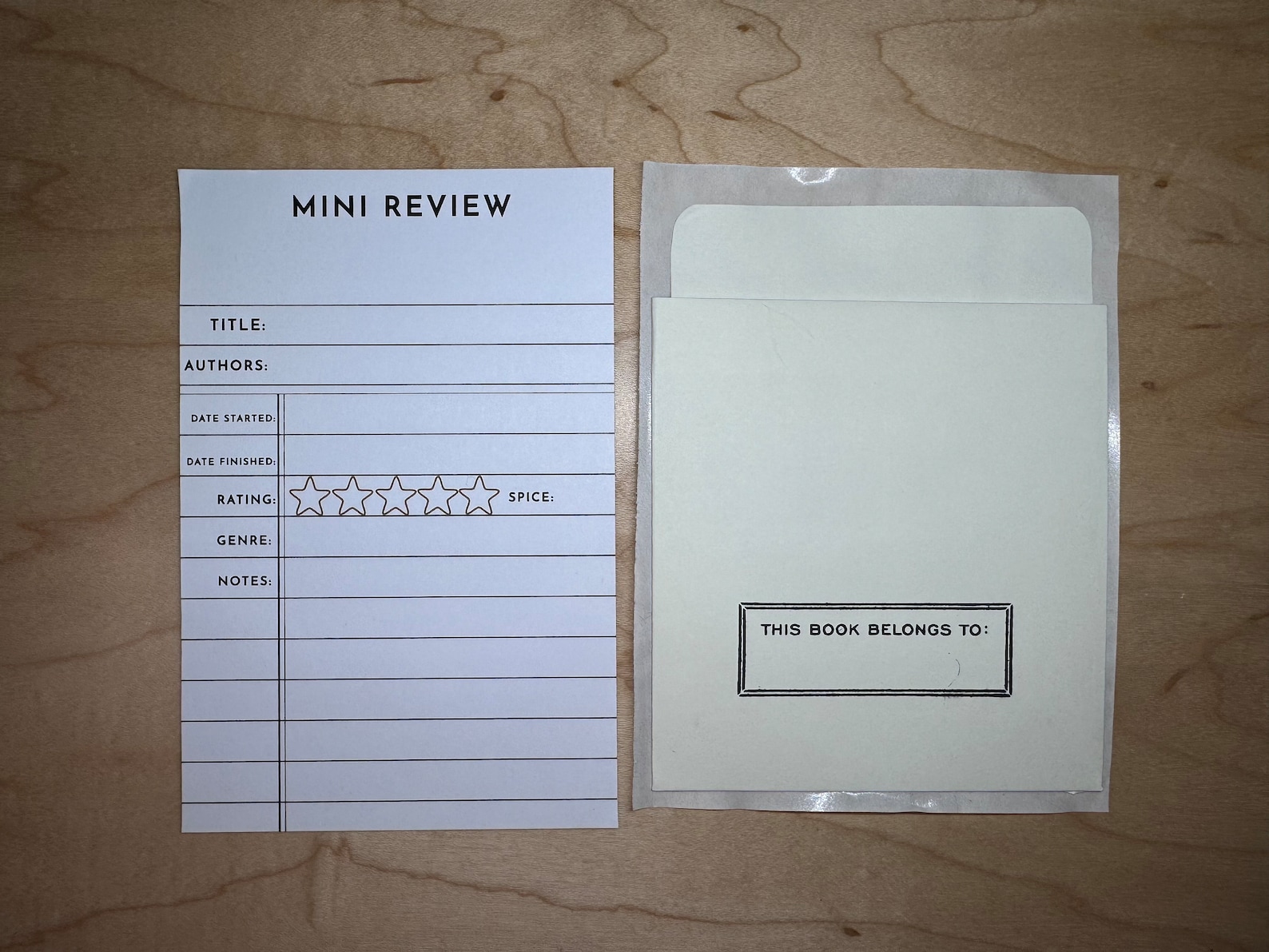 Mini Book Review Cards With Library Pockets QTY 5 - Etsy