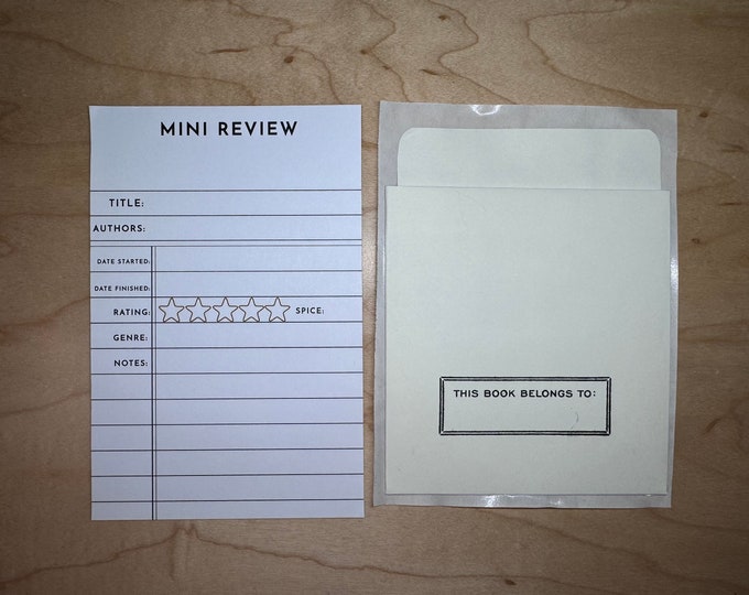 Mini Book Review Cards With Library Pockets QTY 5 - Etsy
