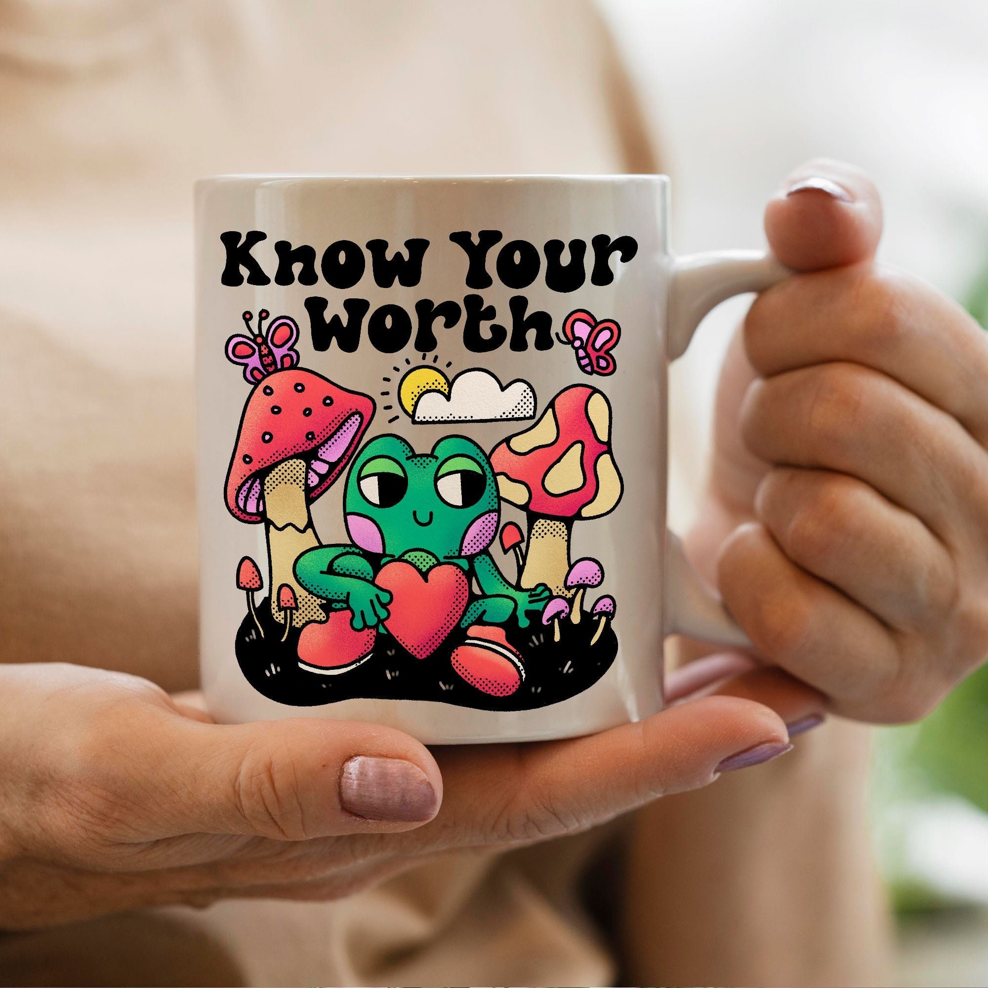 Know Your Worth Mug 11-15 Oz Ceramic Mug Cute Frog Mug - Etsy