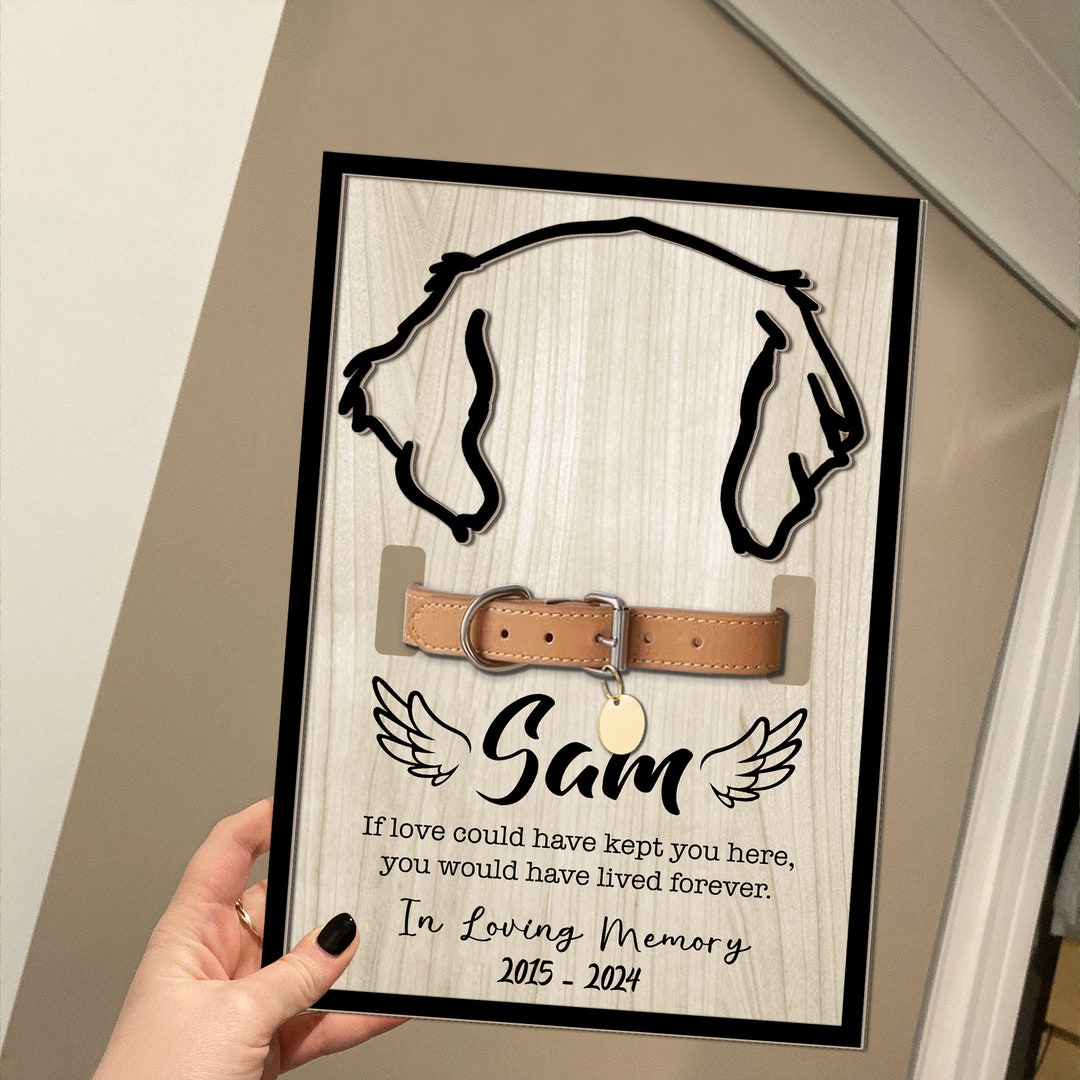 Memorial Pet Collar Sign, Dog Memorial Wood Frame With Collar Holder ...