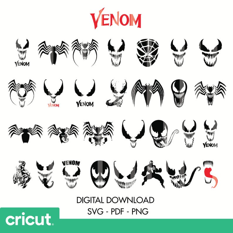Venom SVG Png-Bundle, Schnittdatei Cricut, SVG-Bundle, Venom druckbare ...