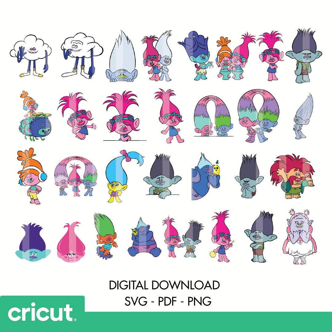 Trolls Svg Bundle, Trolls Png, Trolls Svg Cricut, Trolls Birthday ...