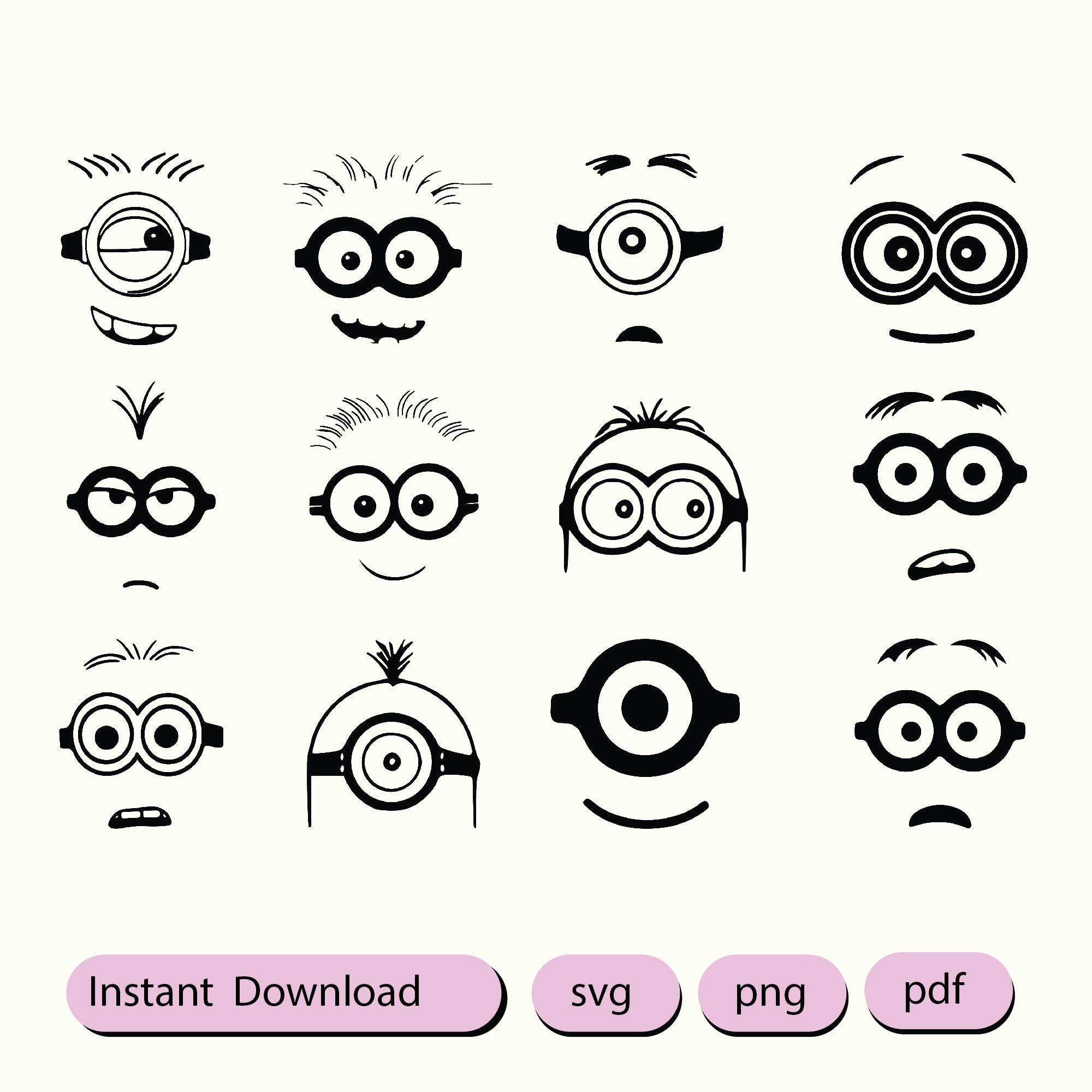 Minion Face Svg Bundle, Minions Face Svg, Minions Face Clipart, Minion ...