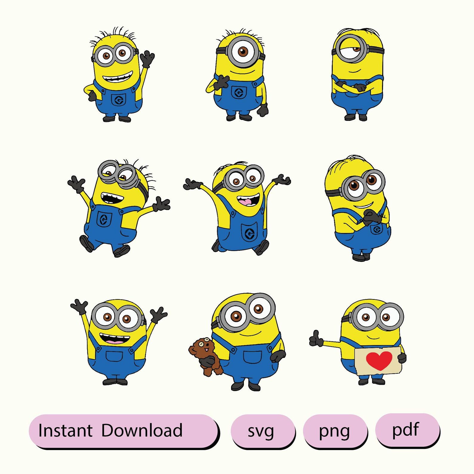 Minions Clipart Bundle, Minions SVG Cut Files for Cricut / Silhouette ...