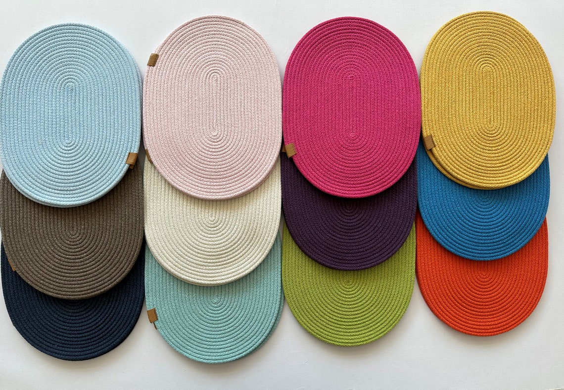 Oval Placemats, Cotton Rope Placemat, Dining Table Mats, Colorful ...