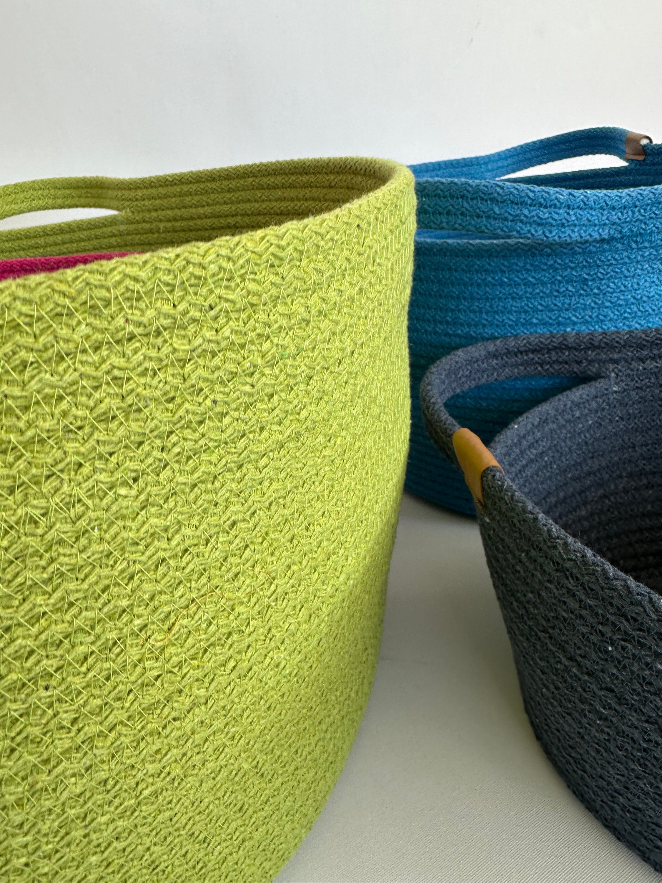 Custom Size Basket, Cotton Rope Basket, Colorful Rope Basket ...