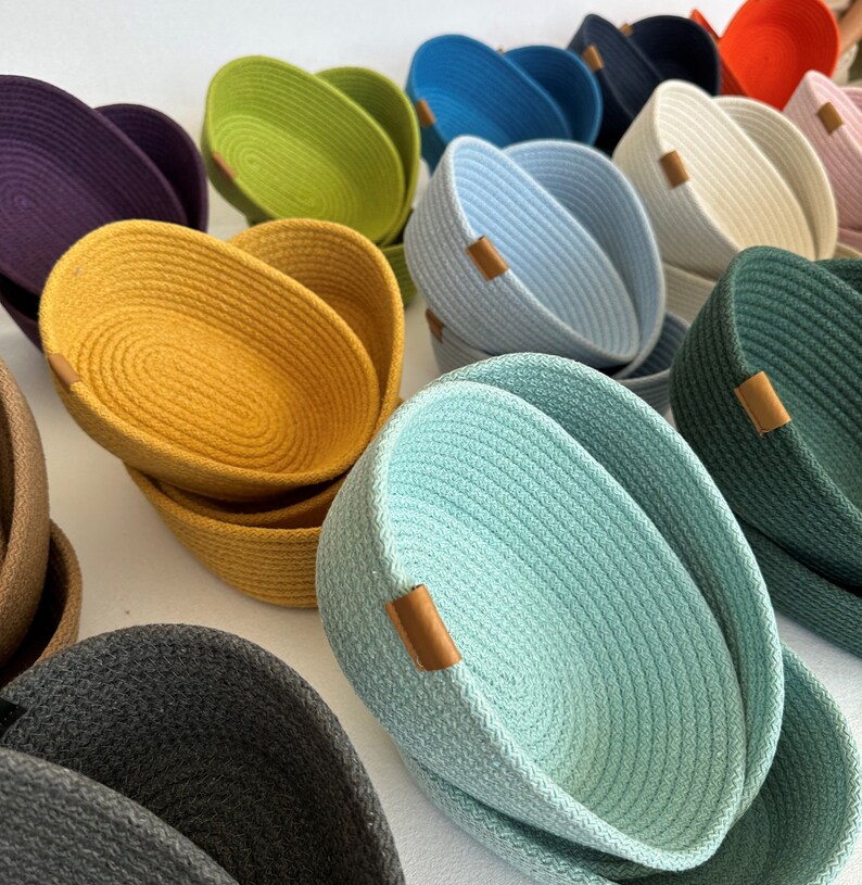 Oval Rope Bowl, Set of 3 Pcs, Cotton Rope Basket, Storage Bowl, Storage ...