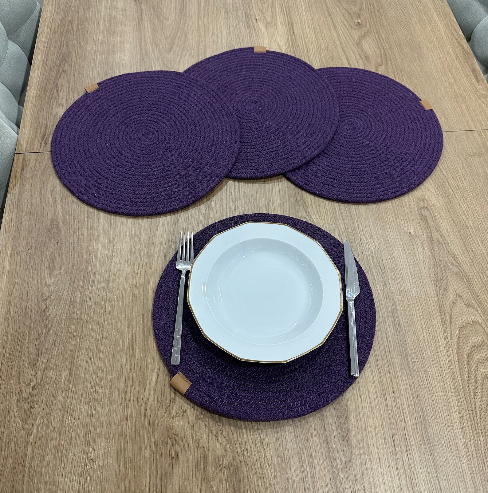 Cotton Rope Placemats, Round Placemats, Dining Table Mats, Colorful ...