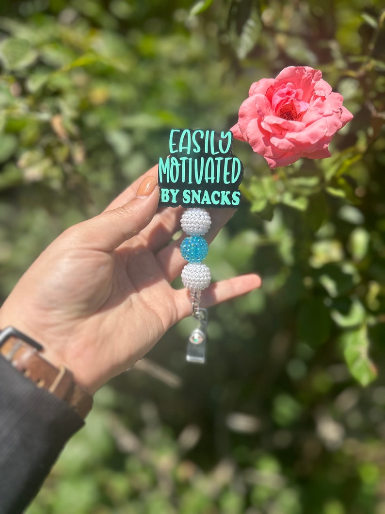 Easily Motivated by Snacks Badge Reel - Etsy