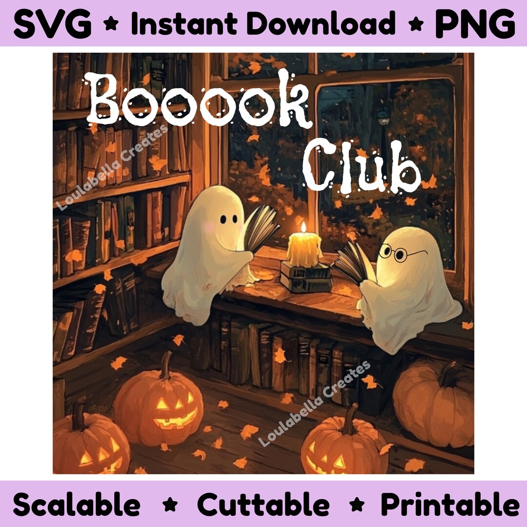 Ghost Books SVG PNG: Spooky Halloween Reader Clipart (digital Download ...