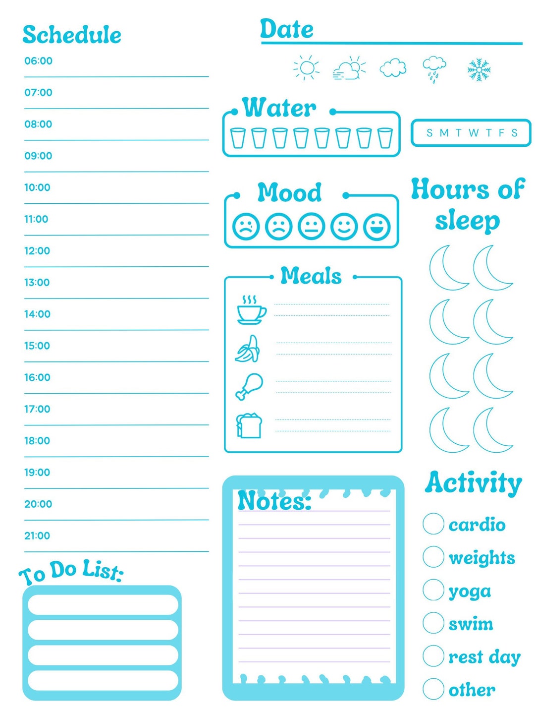Ultimate Daily Planner Printable Blue Planner, ADHD Digital Organiser ...