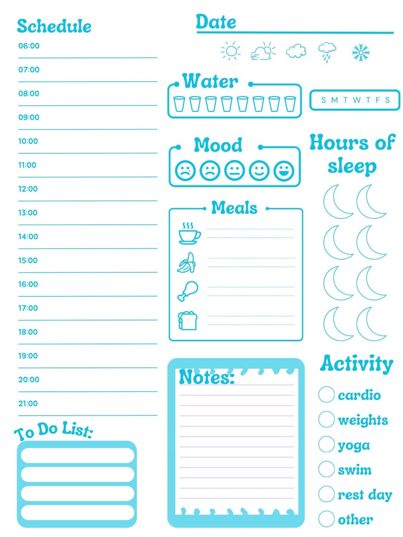 Ultimate Daily Planner Printable Blue Planner, ADHD Digital Organiser ...